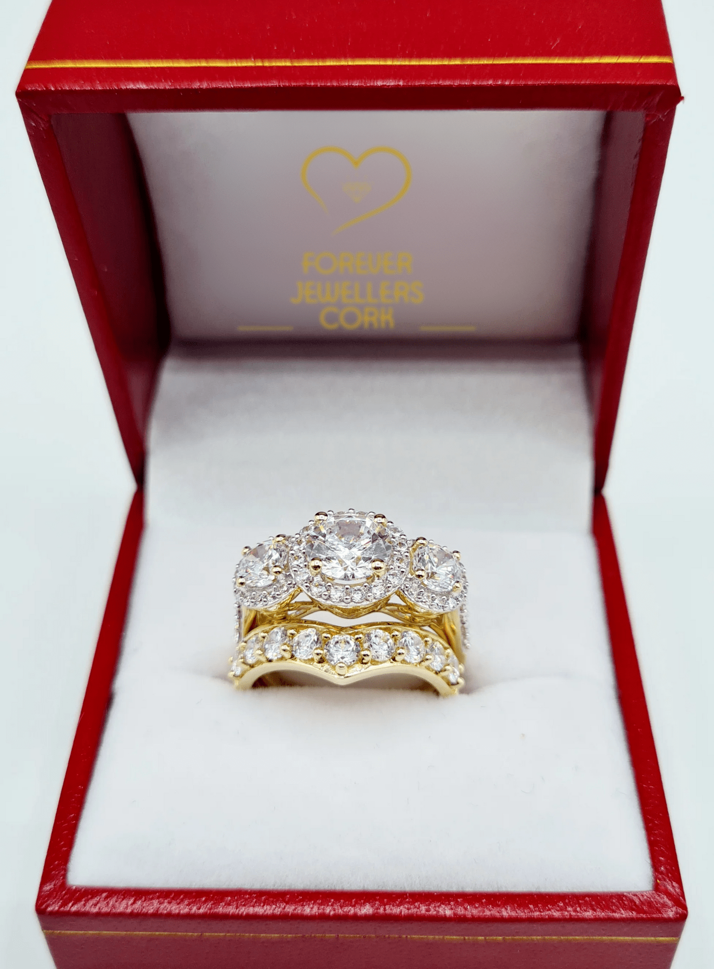 9ct Gold Cubic Zirconia Halo Ring Set | Forever Jewellers Cork ...