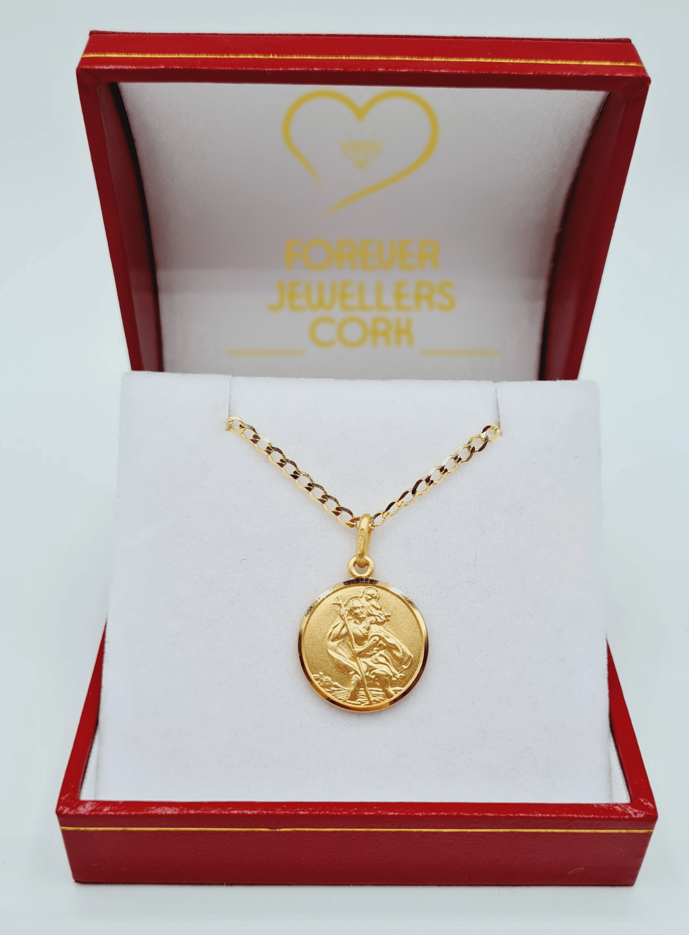 9ct Gold St Christopher Medal on Curb Chain | Forever Jewellers Cork ...
